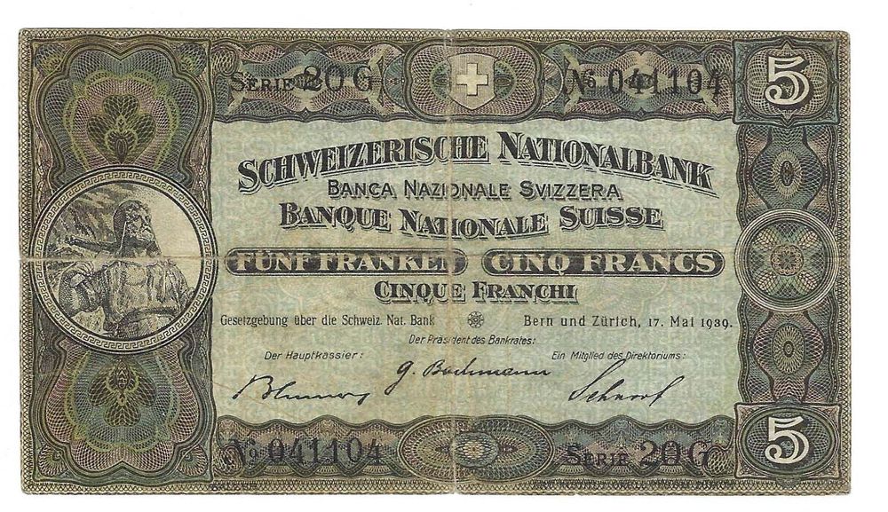 5 Franken 1939, gebraucht | Kaufen auf Ricardo