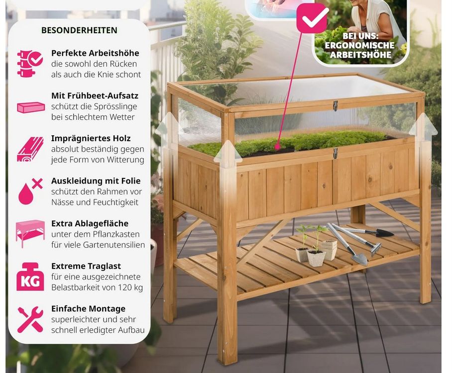 Hochbeet mit Aufsatz 119 x 53 x 124 cm | Kaufen auf Ricardo
