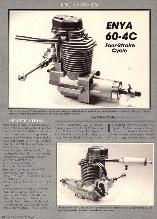 Enya 60 4C Viertakt Modellmotor (Gebraucht) in St. Gallen für CHF 134 – mit Lieferung auf ...