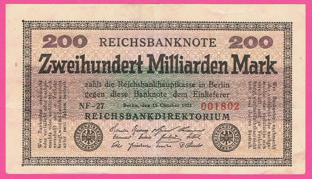 Reichsbank Zweihundert Milliarden Mark (Gebraucht) in Einsiedeln für ...