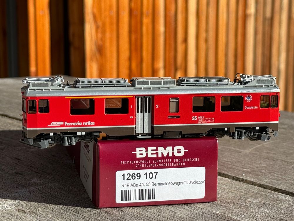 RhB Bemo ABe 4/4 55 Diavolezza rot Bernina TWIII LED H0m neu (Neu (gemäss Beschreibung)) in ...