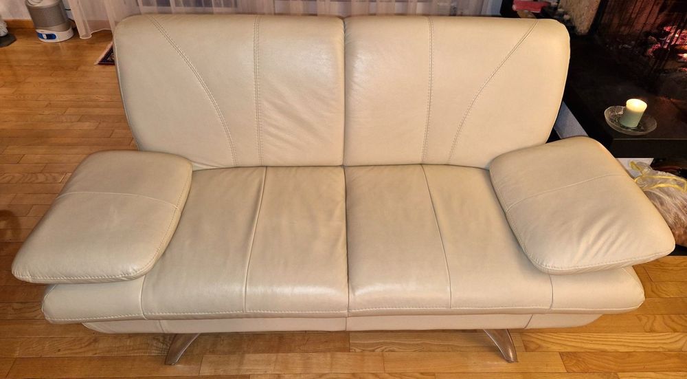 2er und 3er Leder Sofa mit Hocker | Kaufen auf Ricardo