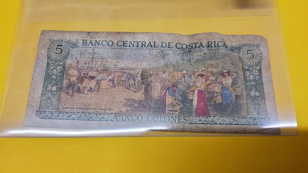 Costa Rica 5 Cinco Colones 1969, Sammler Banknote 👍 (Gebraucht) in ...