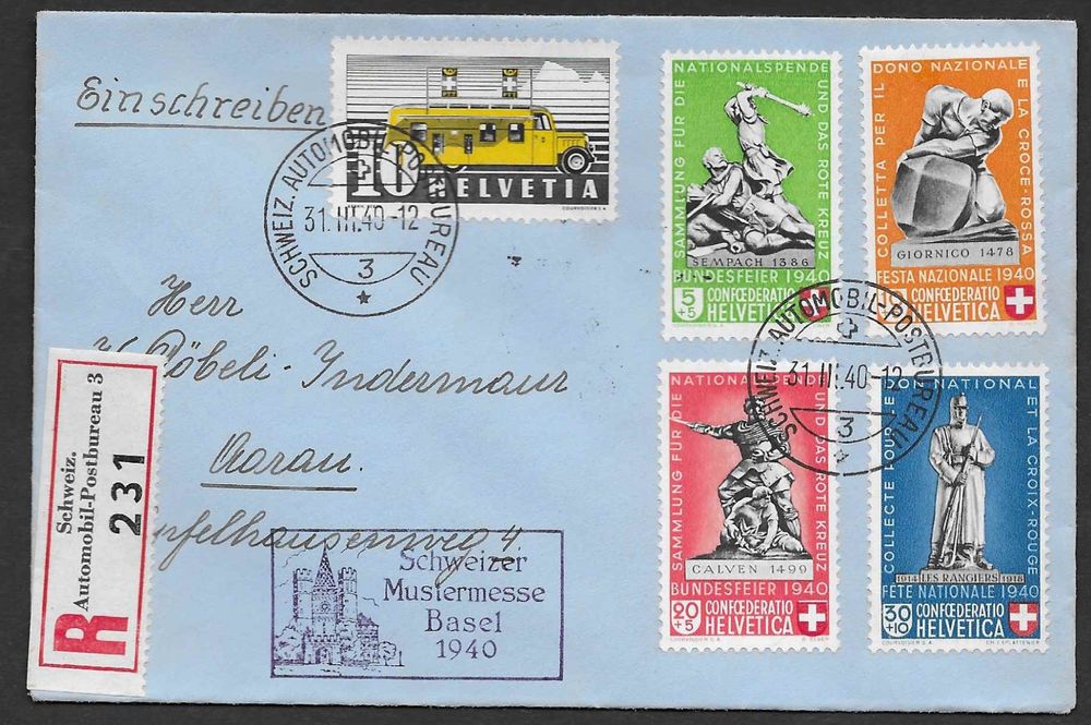 1940: Rec-Brief mit B3-B4-B5c (Hellrot)-B6 und 210 (Gebraucht) in für ...