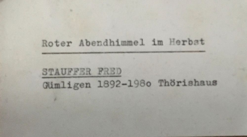 Fred STAUFFER (1892-1980) - Farblithographie handsigniert | Kaufen auf Ricardo