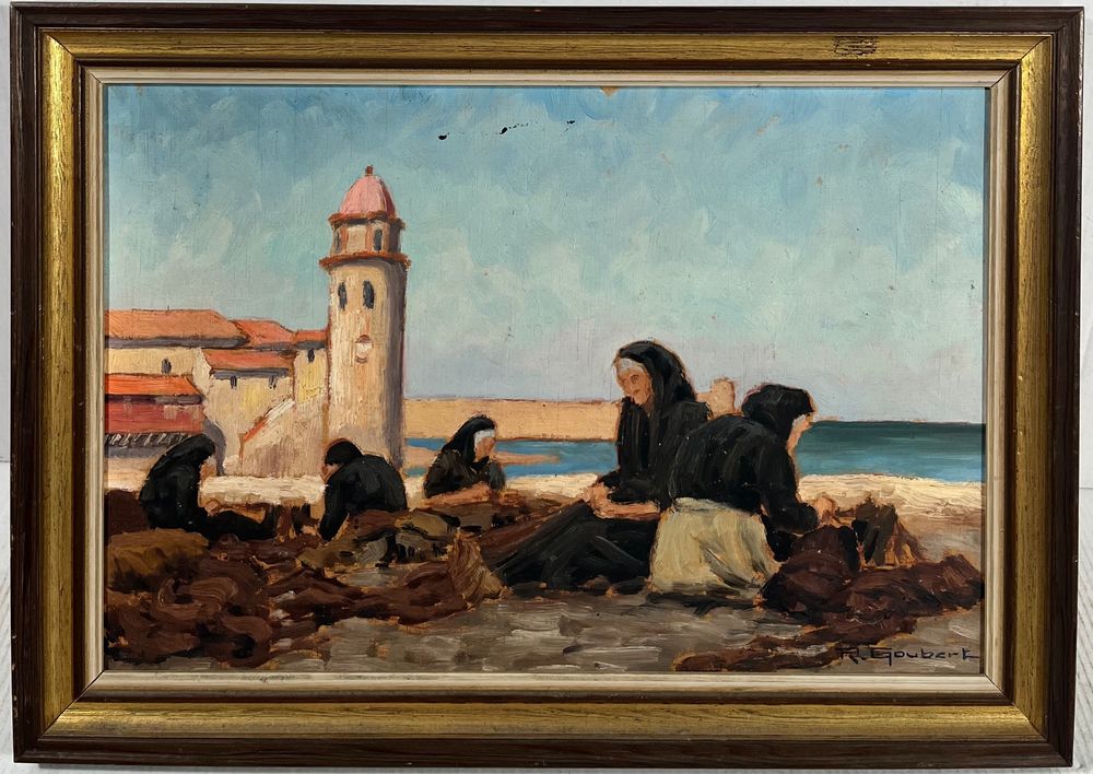 Raymond Goubert (XX) Gemälde mit Fischerinnen (Gebraucht) in Root für ...