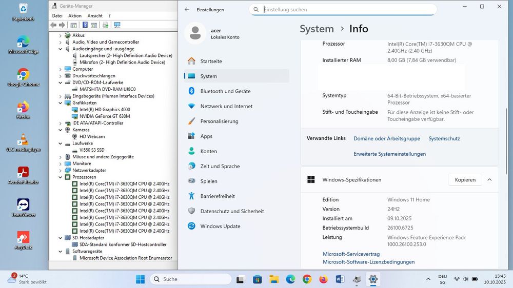 Acer Aspire V3-571G 15.6 Zoll, i7-SSD 480GB, Win.11 & Office (Gebraucht ...