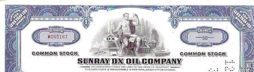 USA - SUNRAY DX OIL COMPANY - 50 SHARE 1964 (Gebraucht) in Tobel für ...