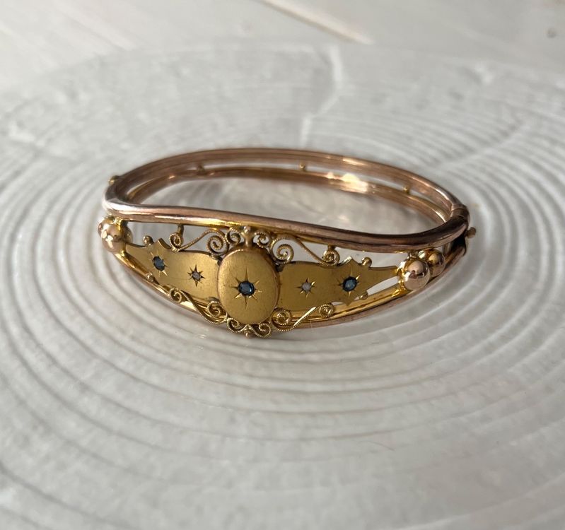 Bracelet ancien en or doublé et pierres bleues, magnifique! (D'occasion ...