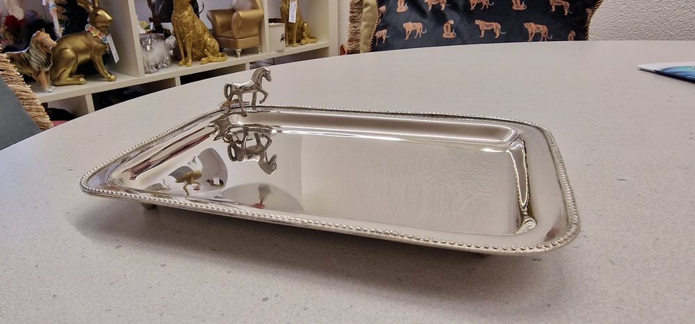 Tablett silber mit Pferd (aus Aluminium) (Neu und originalverpackt) in ...