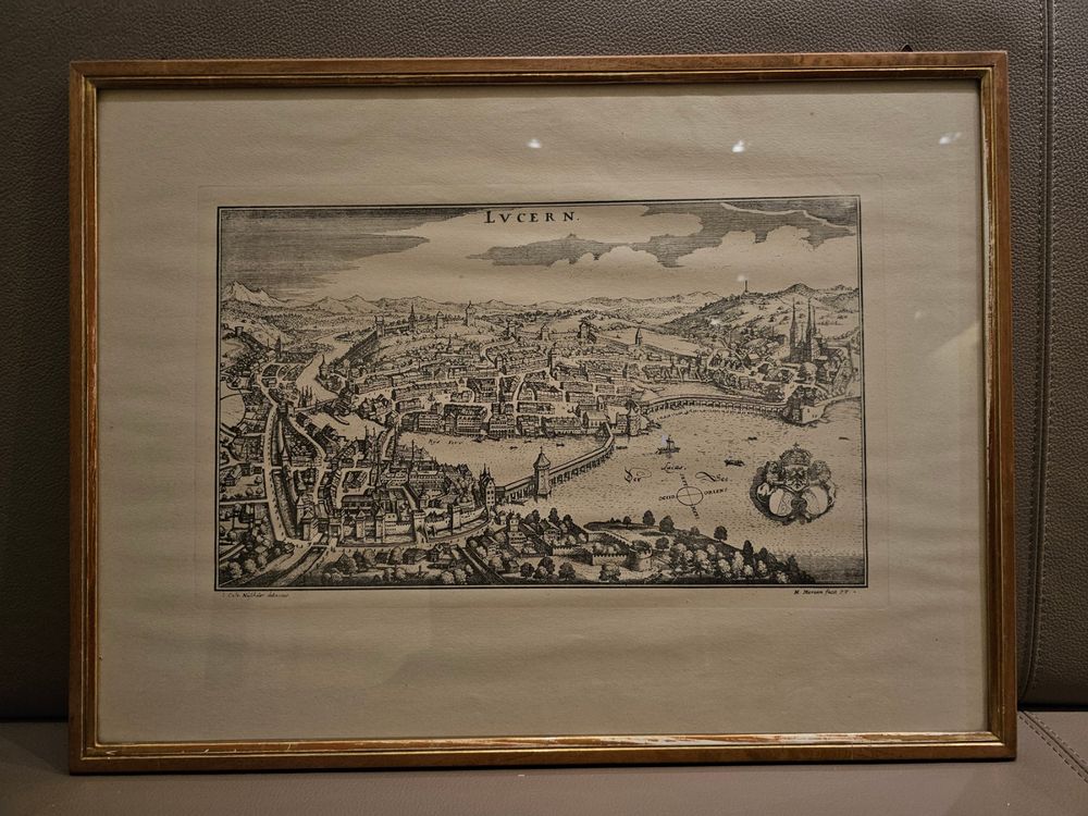 Antiker Kupferstich Stadtplan Luzern gerahmt (Gebraucht) in Zürich für CHF 30 – nur Abholung auf ...