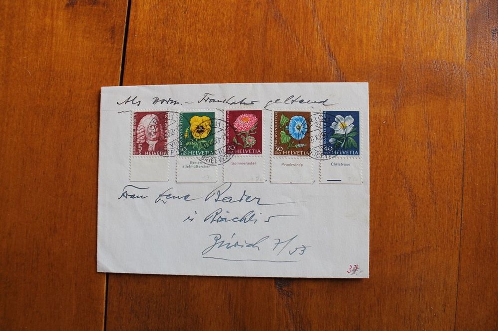 1958 PJ-Satzbrief alle m Tabs deutsch, adr.Zürich (Gebraucht) in ...