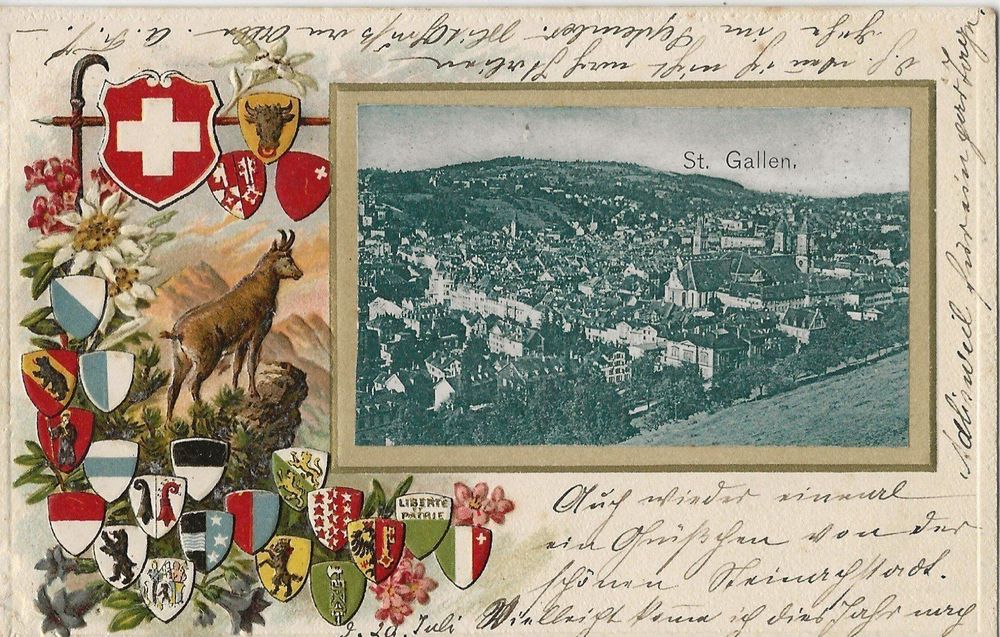 St. Gallen, Wappen, Litho, Prägedruck, 1901 | Kaufen auf Ricardo