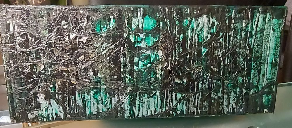 Gemälde Kleiner dichter Wald von mir selbstgemalt 20×50 | Acheter sur Ricardo