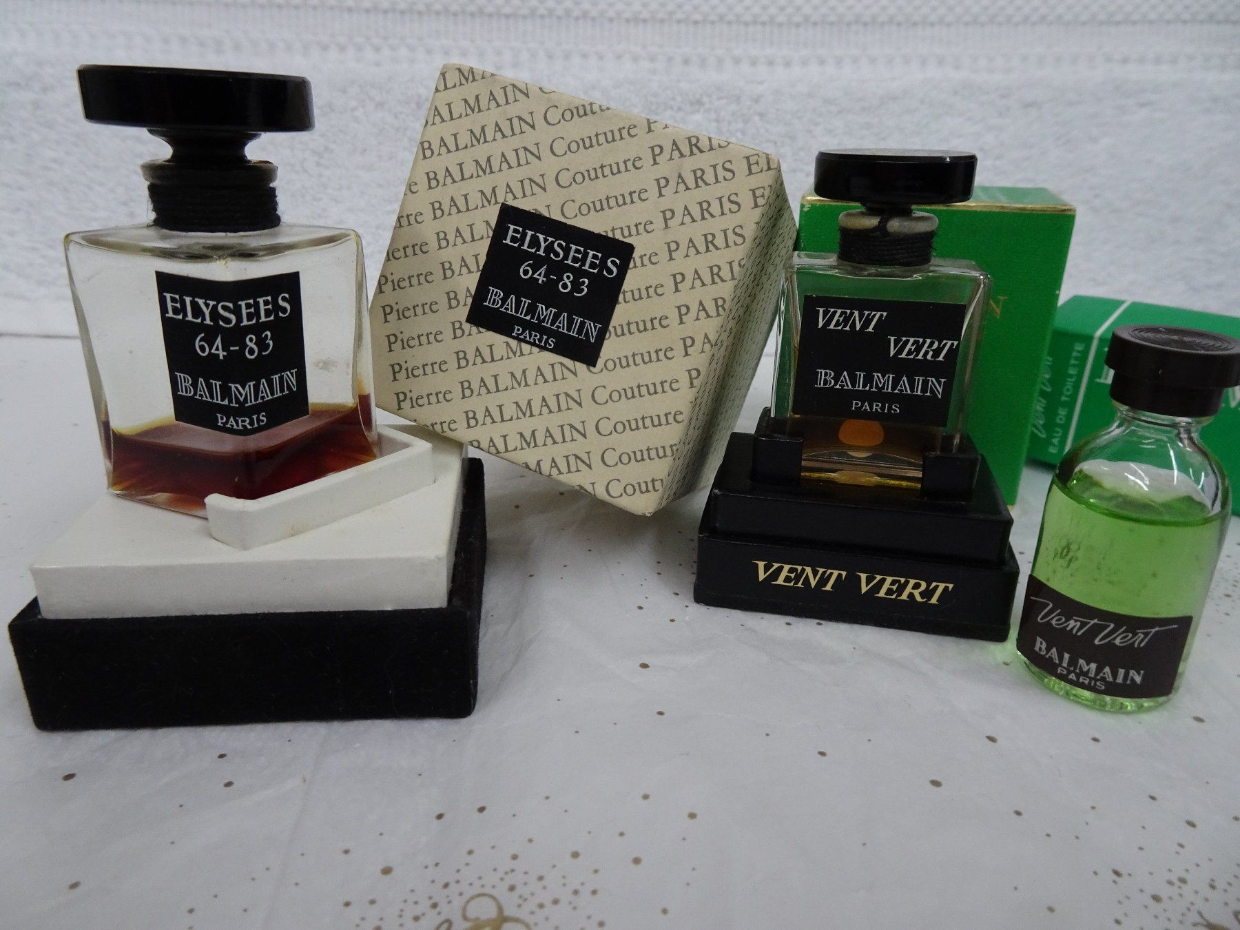 3 VINTAGE BALMAIN PARFUM FLACONS ELYSEES 64-83 & VENT VERT (Gebraucht ...