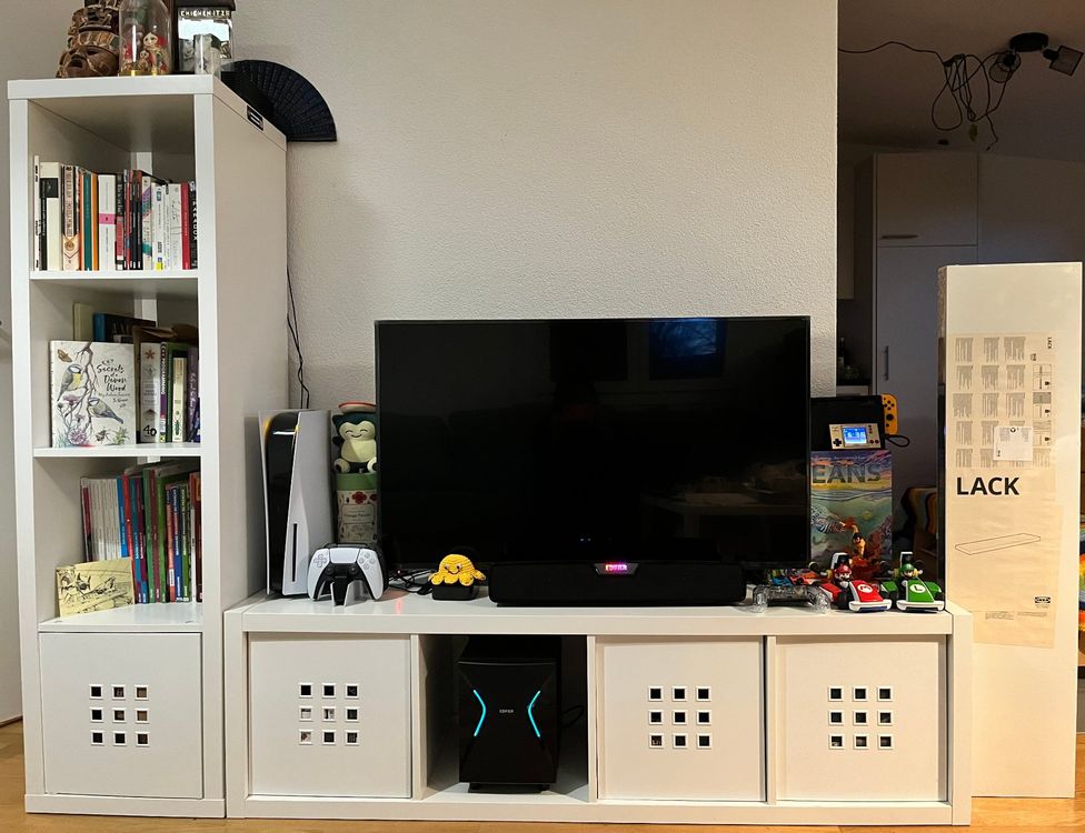 IKEA 2 KALLAX+LACK+4 LEKMAN Box-Aufbewahrung mit Regal,weiss (Gebraucht ...