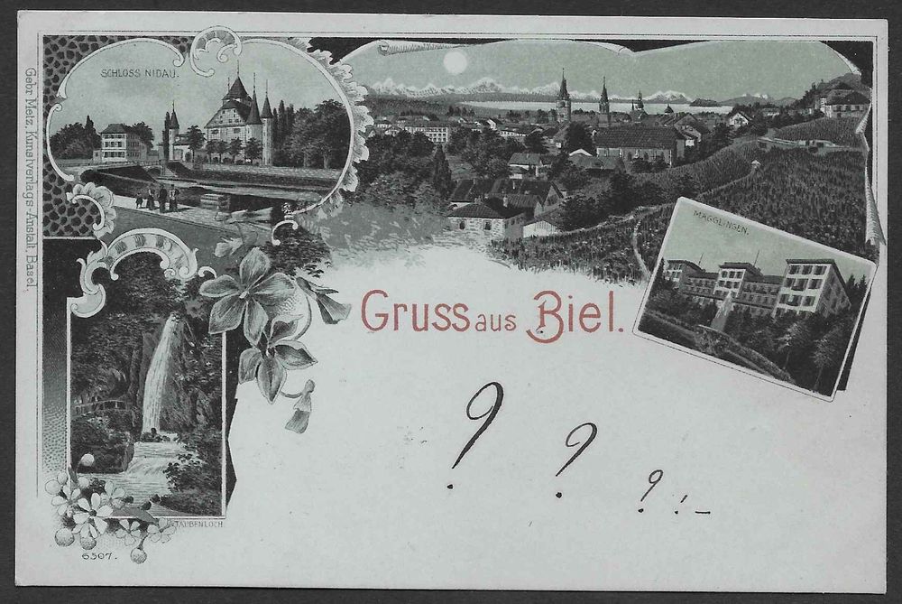 1898: AK Litho Gruss aus Biel mit 4 Ansichten | Kaufen auf Ricardo
