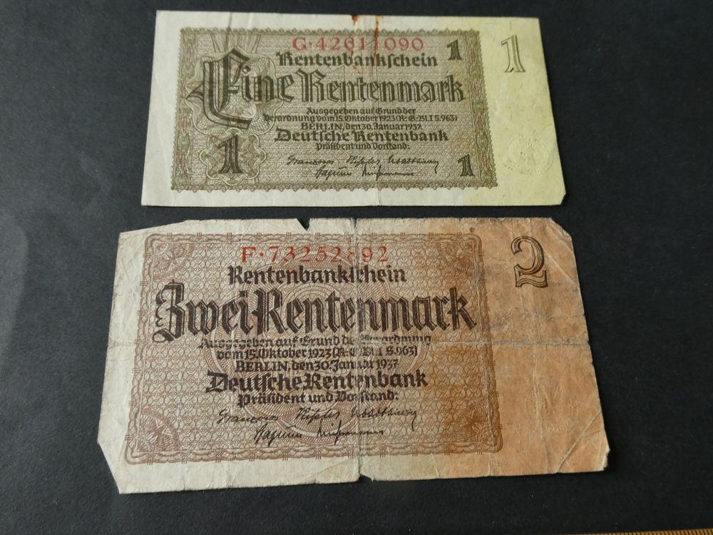 Dt. Reich 1937, Set 1 und 2 Rentenmark stark gebraucht | Kaufen auf Ricardo