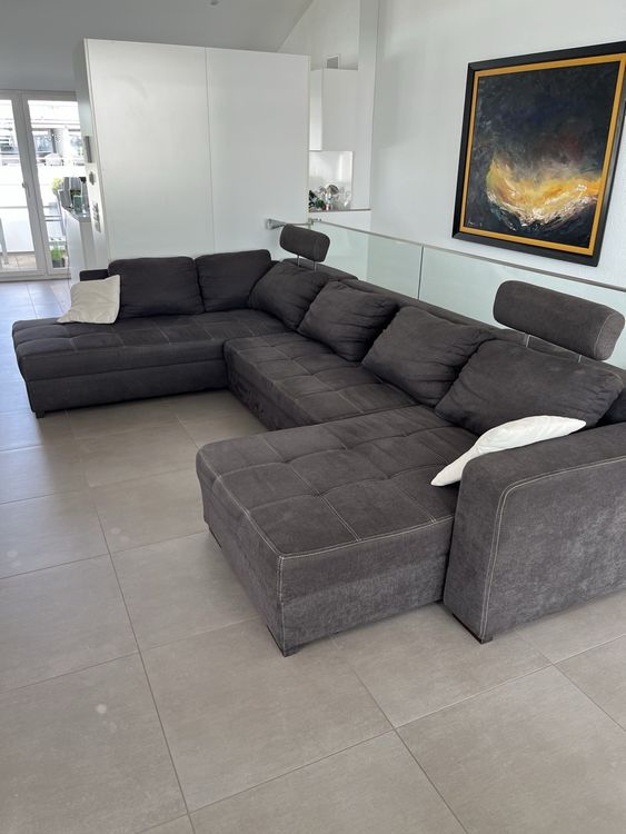 Grosses Ecksofa/Wohnlandschaft, Anthrazit/Braun (Gebraucht) in Steinhausen für CHF 130 – nur ...