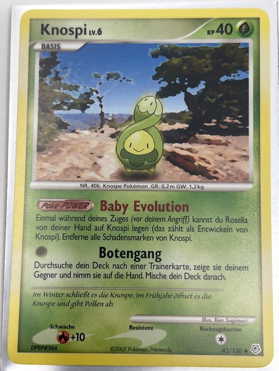 Knospi Lv.6 Pokemon Karte 43/130 2007 Vintage guter zustand | Kaufen ...