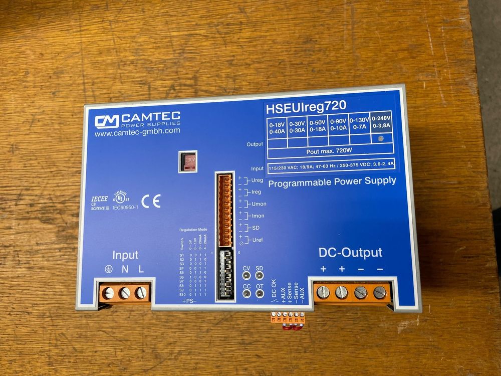 CAMTEC DC Power Supply HSEUIreg 720 0...240 VDC 0..3.8ADC (Neu und ...