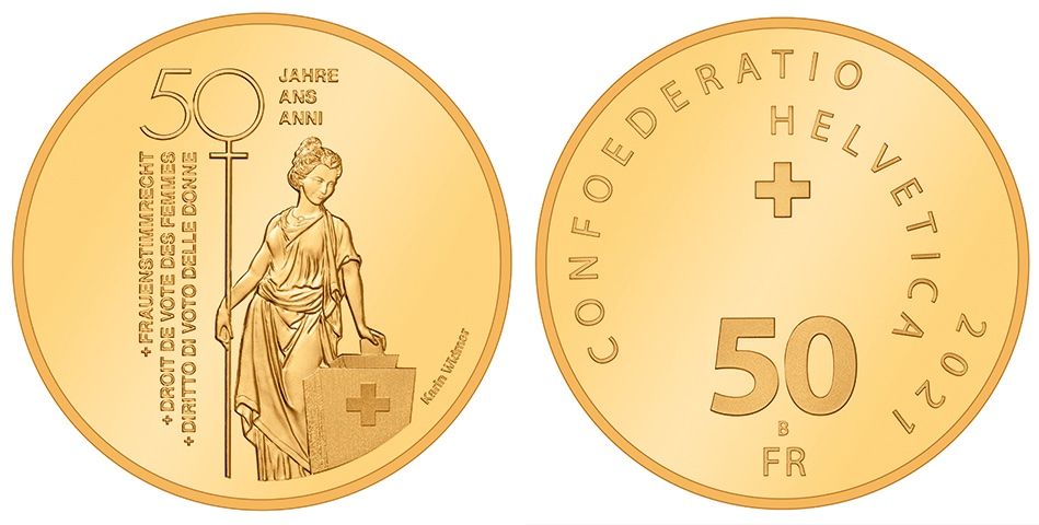 50 Franken Gold 2021 signiert. - 50 Jahre Frauenstimmrecht (Neu und ...