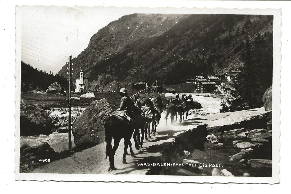 Saas-Balen (VS) Post - Transport mit Mauleseln - Grund 1938 (Gebraucht ...