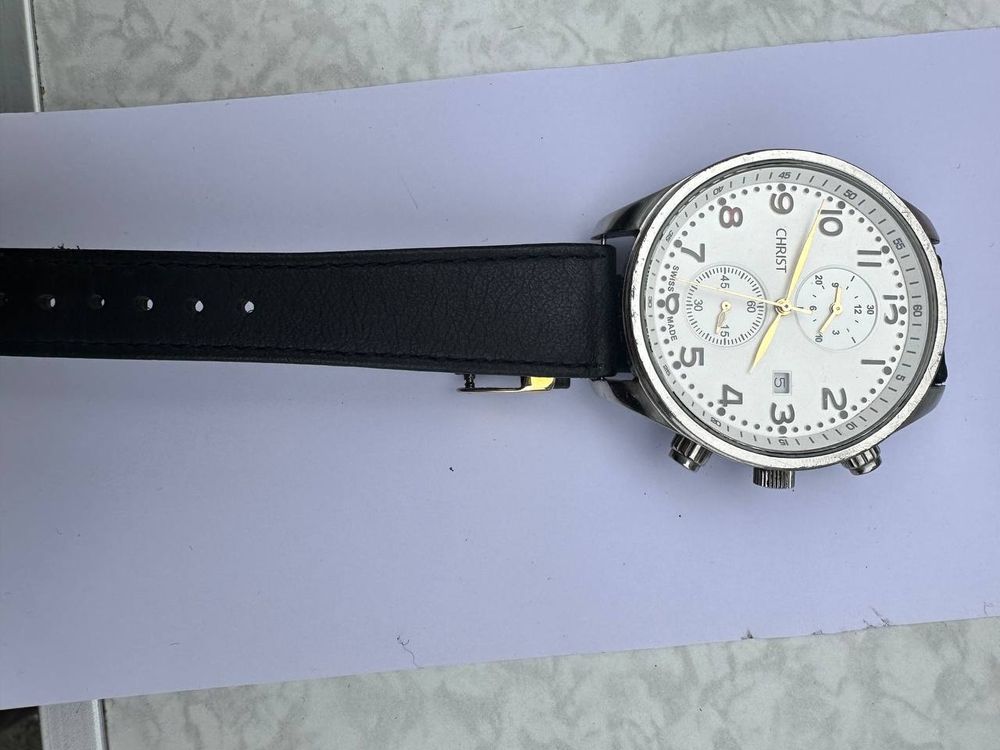 Christ Watch: Swiss Made, Stainless Steel, Black Leather (Neu (gemäss ...