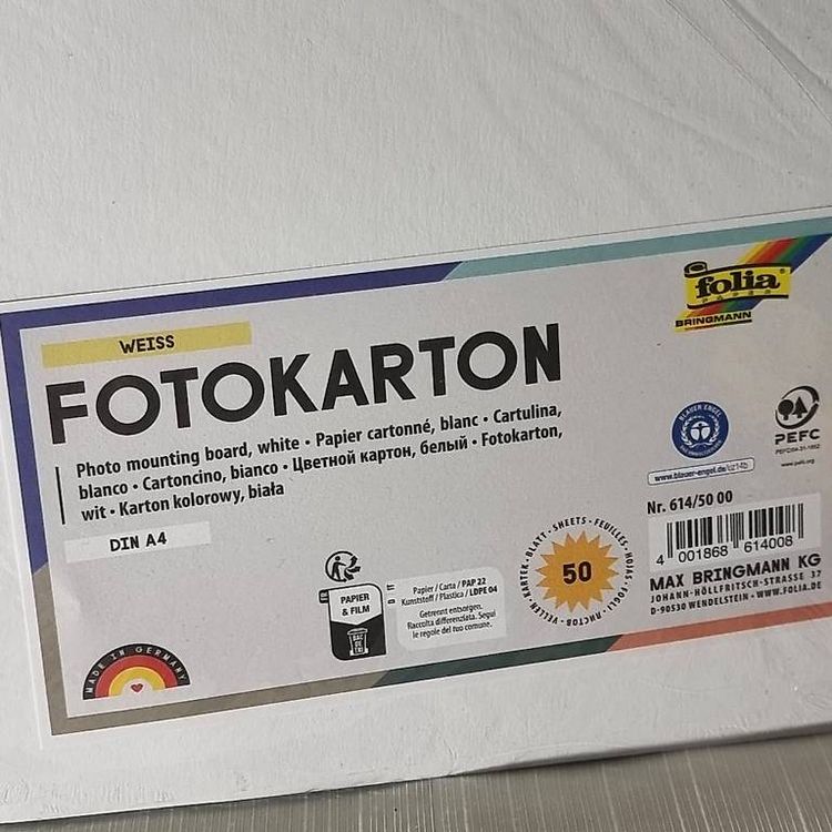 Folia Fotokarton DIN A4, 300 g/qm, 50 Blatt, weiss, neu | Kaufen auf Ricardo