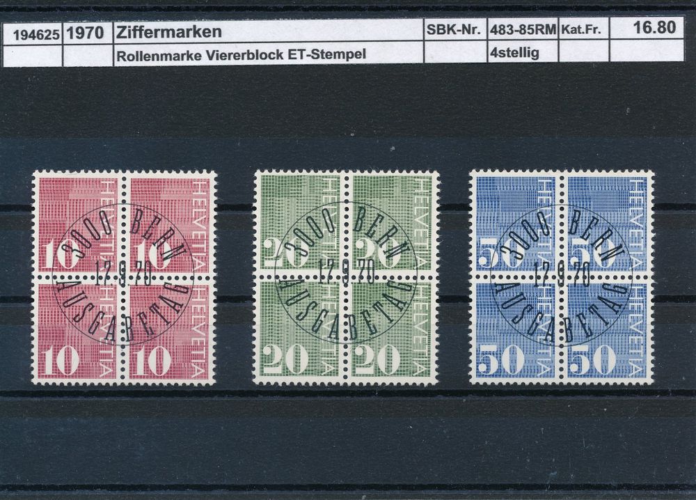 1970 Rollenmarken, Ziffer - Viererblock, 2 Marken mit Nr. | Kaufen auf Ricardo