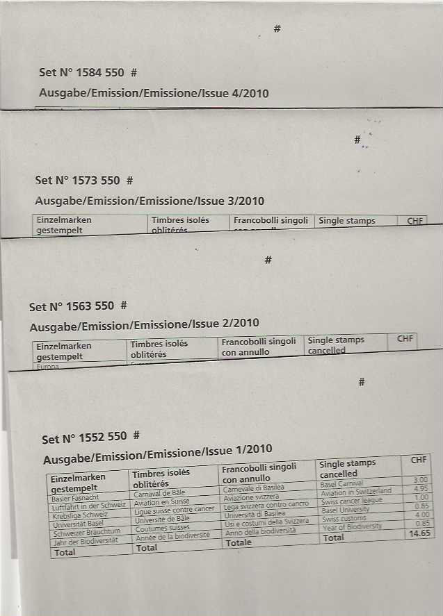 timbre série annuelle 1 à 4 de 2010 (Neuf avec emballage d'origine) à ...