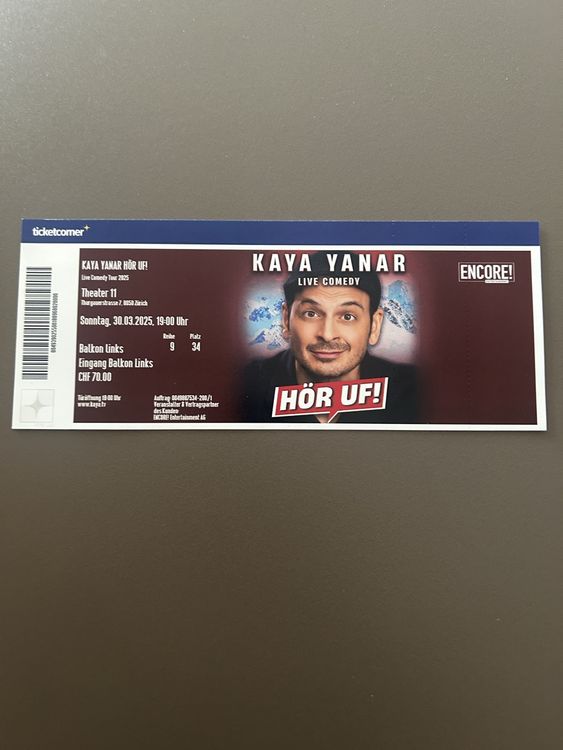 Kaya Yanar Ticket Zürich (Neu (gemäss Beschreibung)) in Ebikon für CHF ...