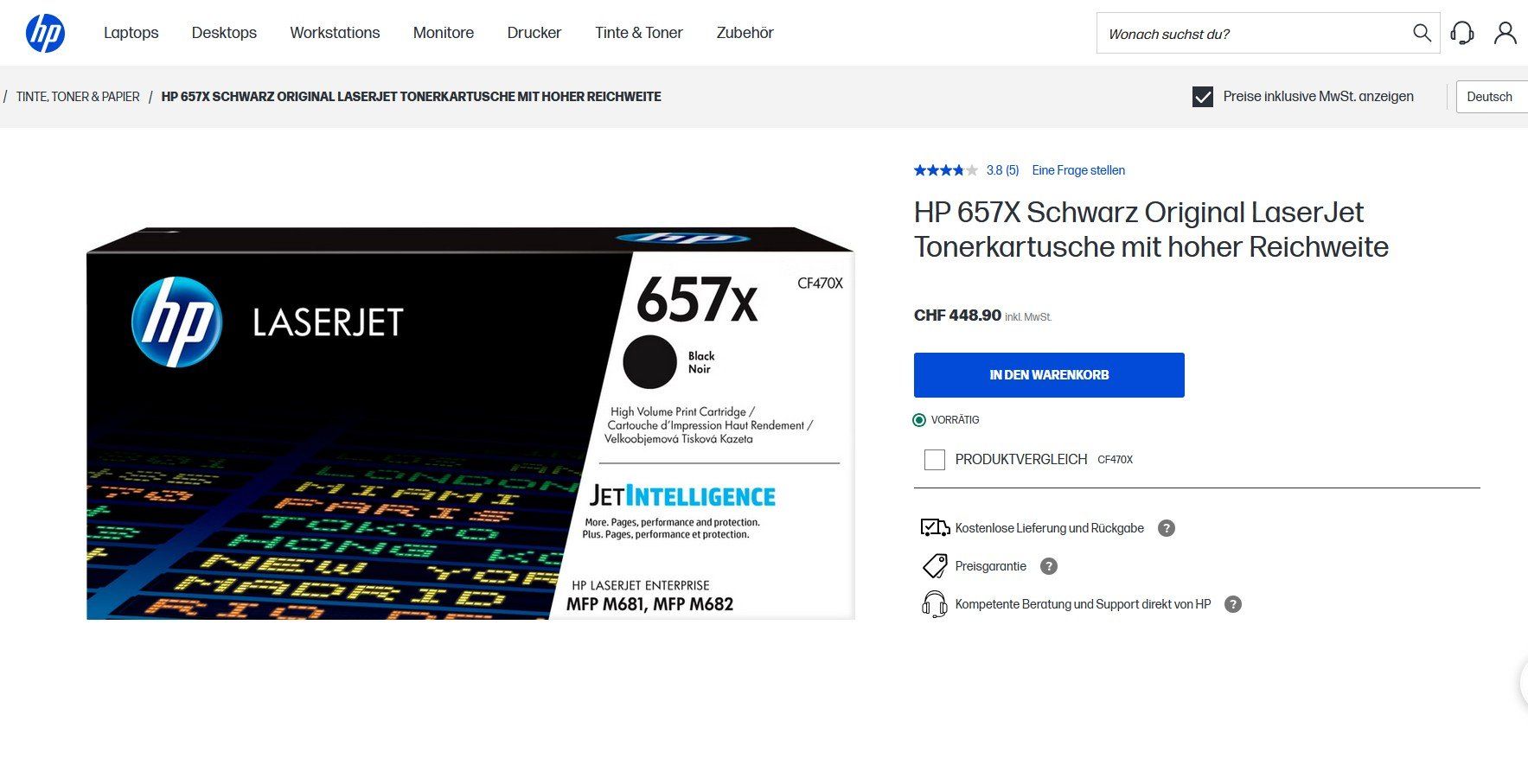 HP Color LaserJet Enterprise M681/M682 Toner, 657X / CF470X (Neu und ...