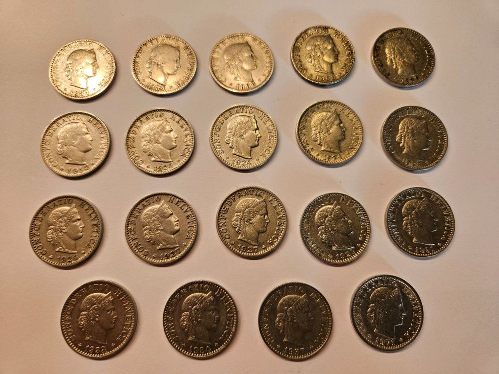 20 Rappen, 19 Stk. Lot, ab 1884 bis 1971 (Gebraucht) in Trachslau für ...