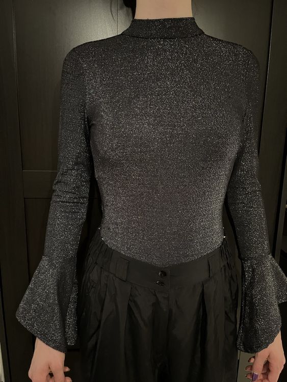 Schwarzes Glitzer Body mit Rückenausschnitt Gr. S (Gebraucht) in ...