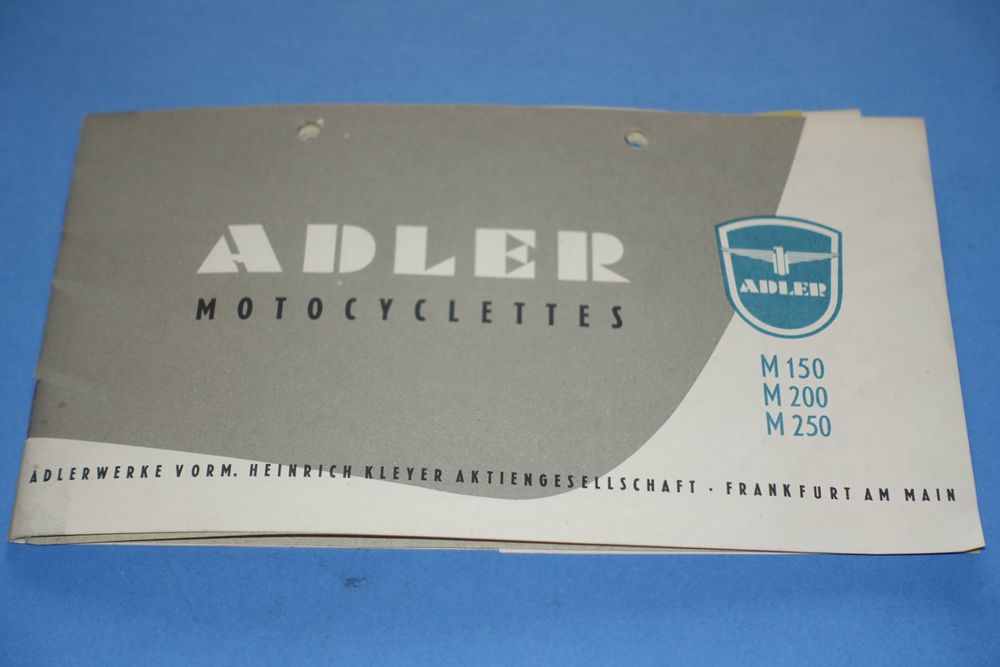 ADLER MOTOCYCLETTES BROCHURE EN FRANCAIS OLDTIMER (D'occasion) à ...