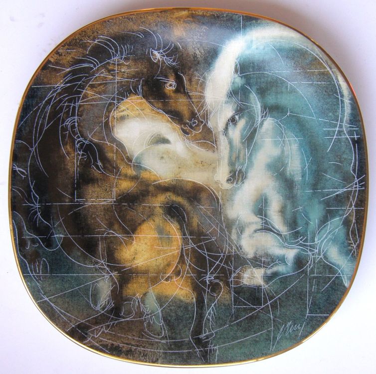 original HANS ERNI «Zwei Pferde» ROSENTHAL 1992 classic (Neu (gemäss Beschreibung)) in Lohn ...