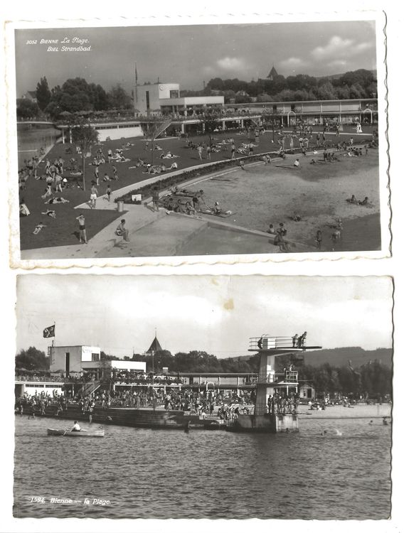 Biel - Bienne (BE) Strandbad - La plage - 2 AK - 1955 (Gebraucht) in ...