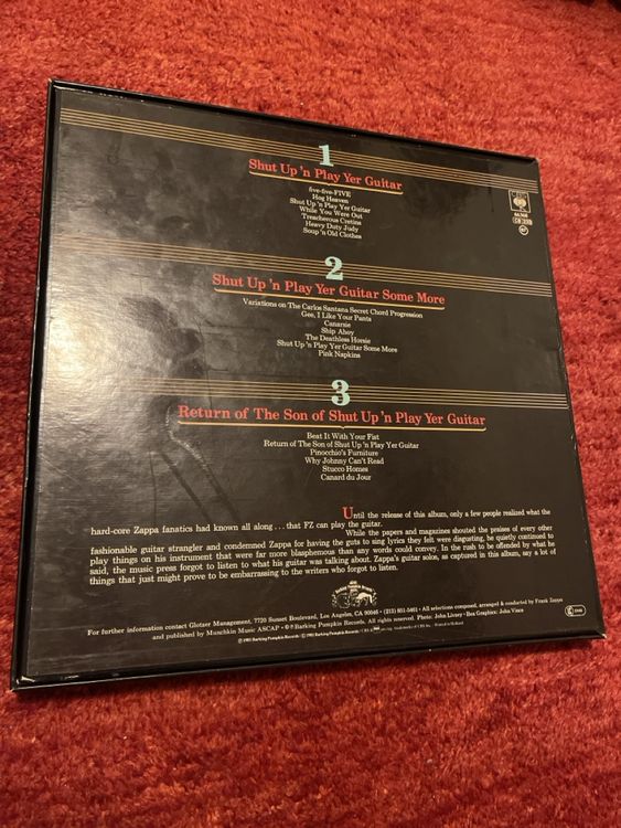 Frank Zappa - Shut Up 'N Play Yer Guitar Vinyl Box! Top! (Gebraucht) in ...