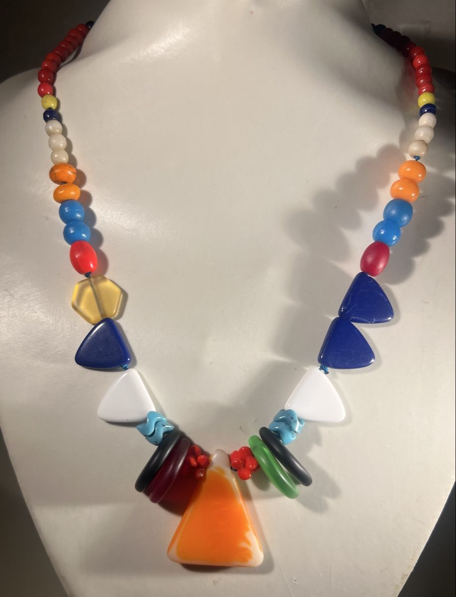 Collier de trade beads, Bohême, verre multicolore, vintage (D'occasion ...