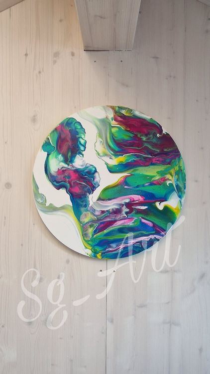 Acrylbild abstrakt pouring bunt rund Unikat (Neu und originalverpackt) in Rheinau für CHF 120 ...