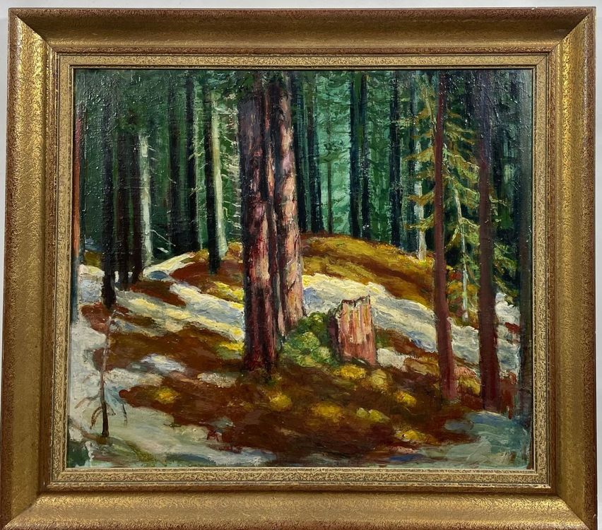 Impressionistische Wald Szene in Davos grosses Gemälde | Kaufen auf Ricardo