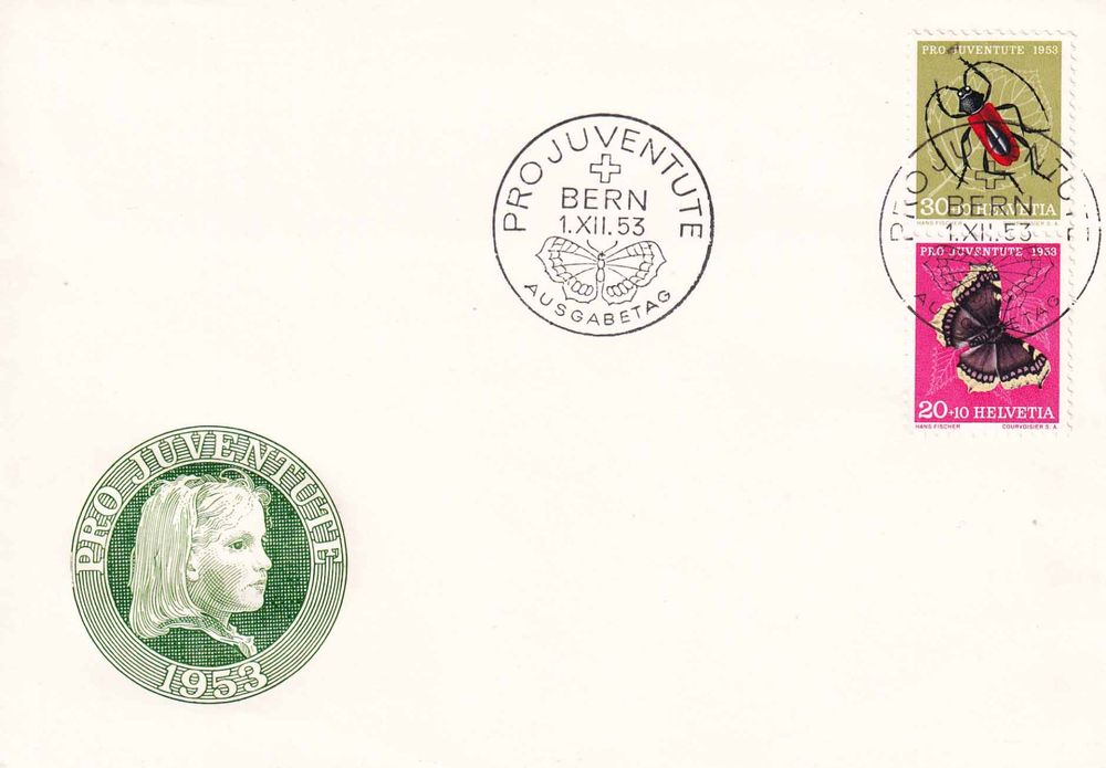 1953, Pro Juventute, Zusammenhängende Nr. Z41 auf Blanco-FDC (Gebraucht) in Aesch BL für CHF 35 ...