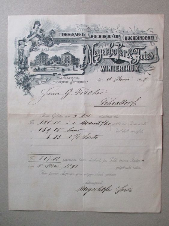 Briefkopf Lithographie Winterthur 1898 | Kaufen auf Ricardo