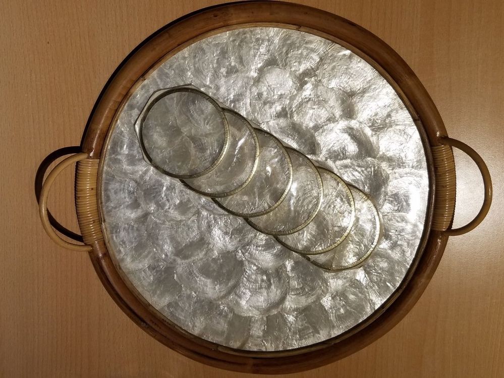 Serviertablar Servier Tableau Perlmutt mit Untersetzer Set | Kaufen auf ...