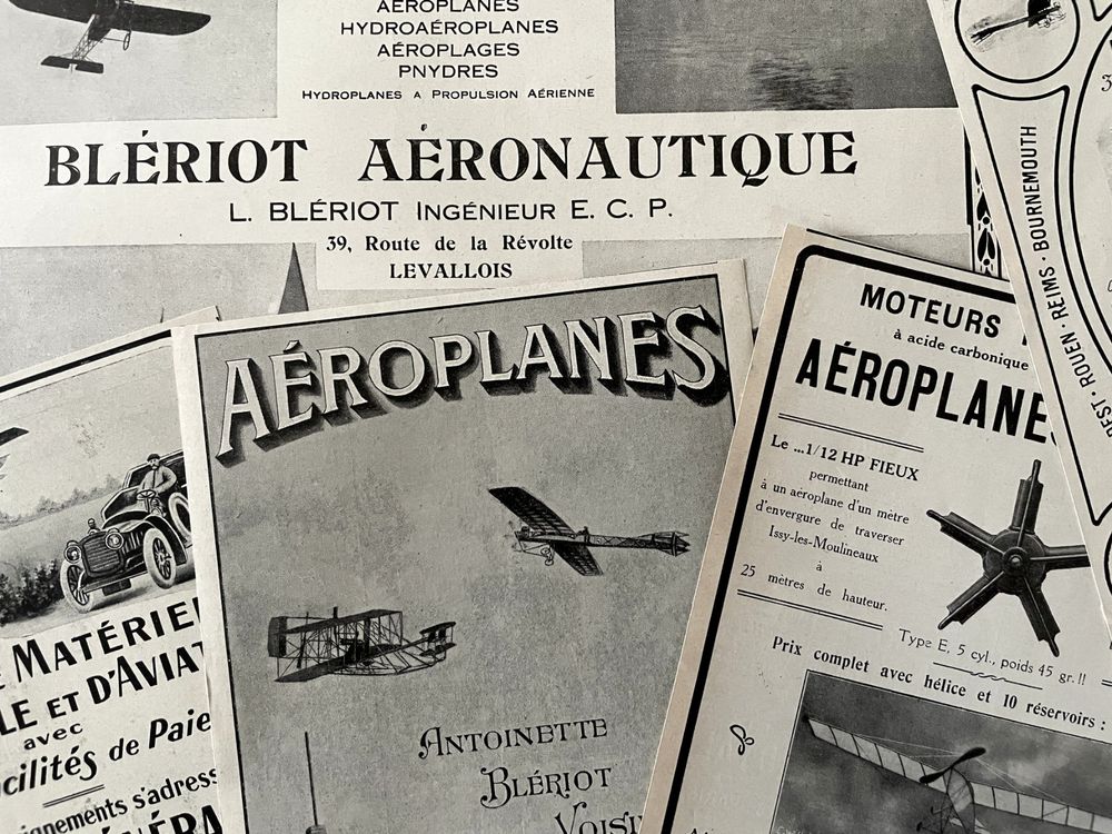 Blériot Flugzeuge usw. - 5 alte Werbungen / Réclames 1909/13 (Gebraucht ...