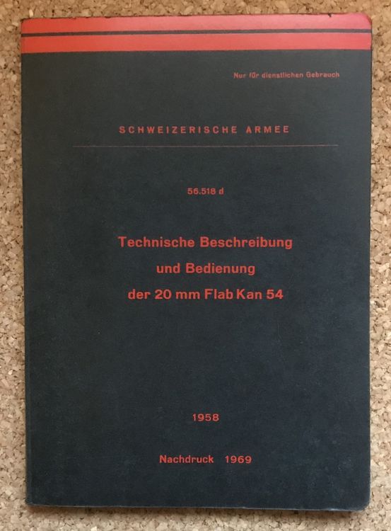 SCHWEIZER ARMEE TECH. BESCH. & BED. DER 20MM FLAB KAN 54 (Gebraucht) in ...