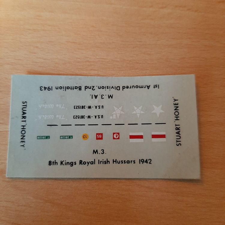 D 201 . Stuart Mk I / M3A1 Light Tank . Matchbox PK-84 Decal (Gebraucht ...