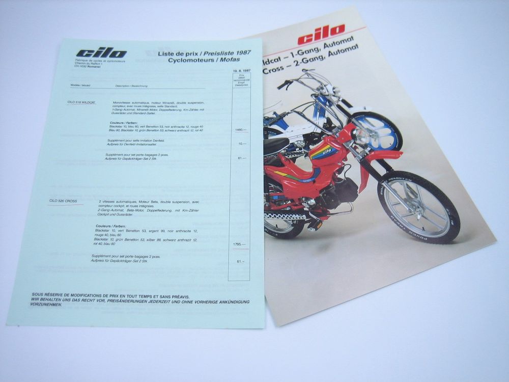 Cilo Wilcat / Cross Mofa/ Töffli alter Verkaufsprospekt 1980 (Gebraucht ...