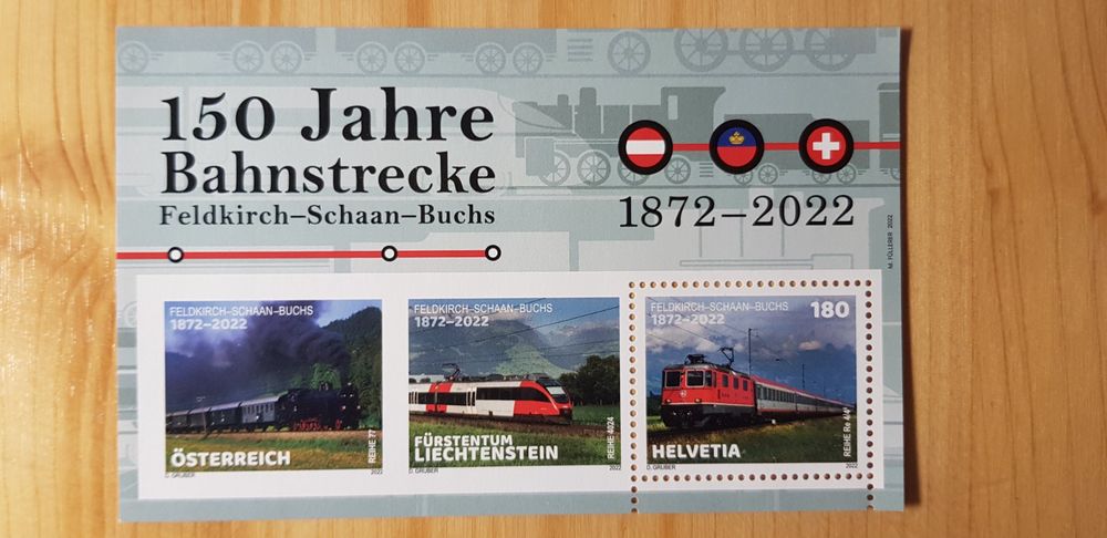 Sonderblock 150 J.Bahnstrecke Feldkirch-Schaan-Buchs 2022 ** (Neu (gemäss Beschreibung)) in St ...